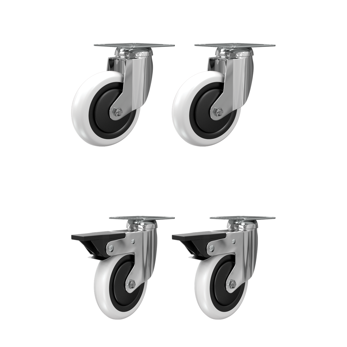 Kit Ruote Bianche da arredamento di design, doppio giro di sfere e fre