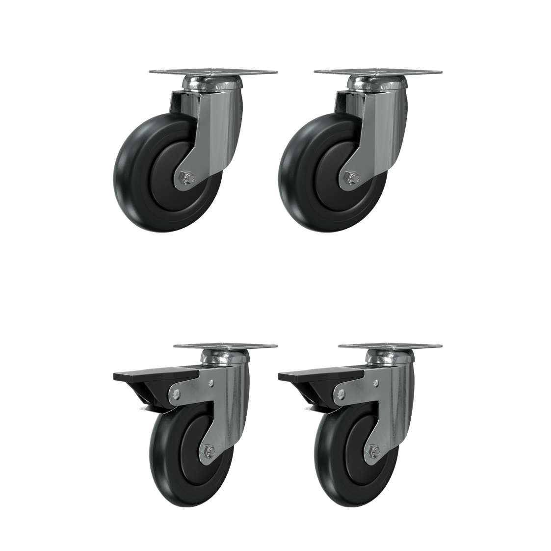 Kit Ruote Nere da arredamento di Design, doppio giro di sfere e freno